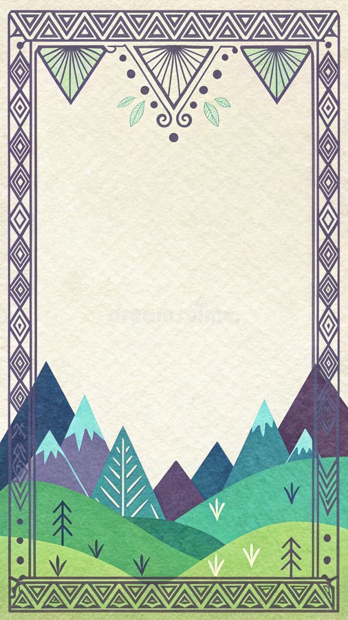 Geometric Border Pattern with Paper Texture and Vibrant Earthy Cool ...