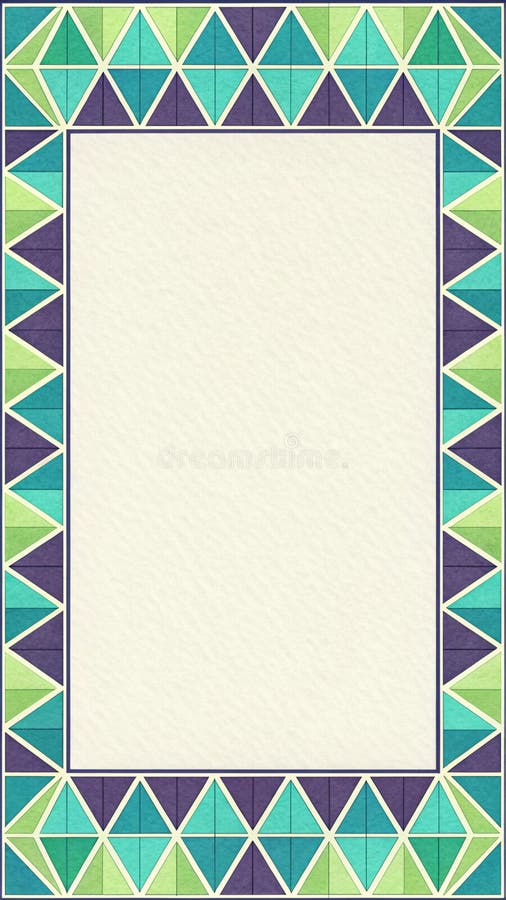 Geometric Border Pattern with Paper Texture and Vibrant Earthy Cool ...