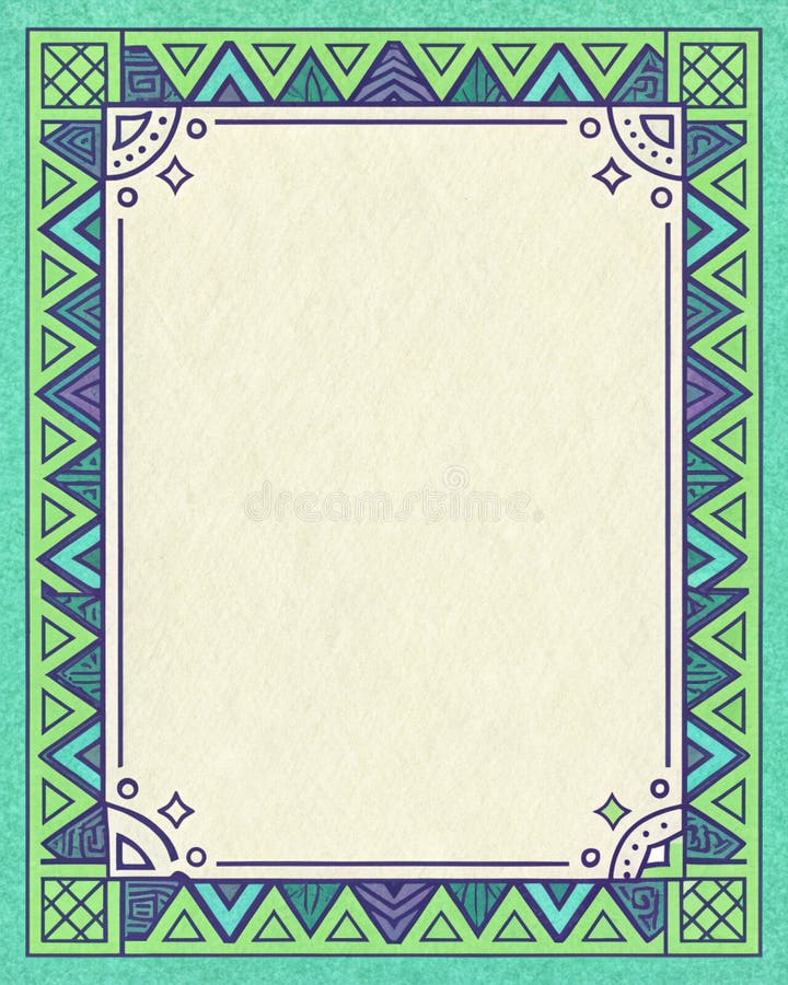 Geometric Border Pattern with Paper Texture and Vibrant Earthy Cool ...
