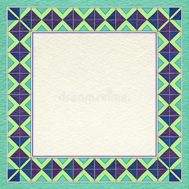 Geometric Border Pattern with Paper Texture and Vibrant Earthy Cool ...