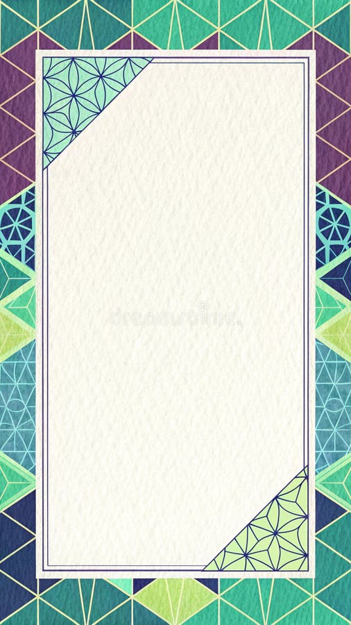 Geometric Border Pattern with Paper Texture and Vibrant Earthy Cool ...