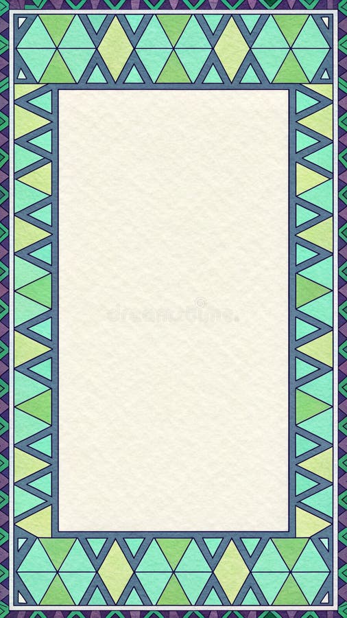 Geometric Border Pattern with Paper Texture and Vibrant Earthy Cool ...
