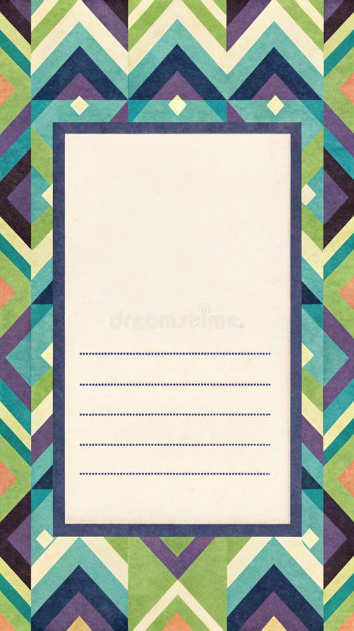 Geometric Border Pattern with Paper Texture and Vibrant Earthy Cool ...