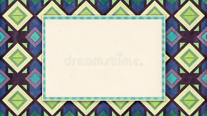 Geometric Border Pattern with Paper Texture and Vibrant Earthy Cool ...