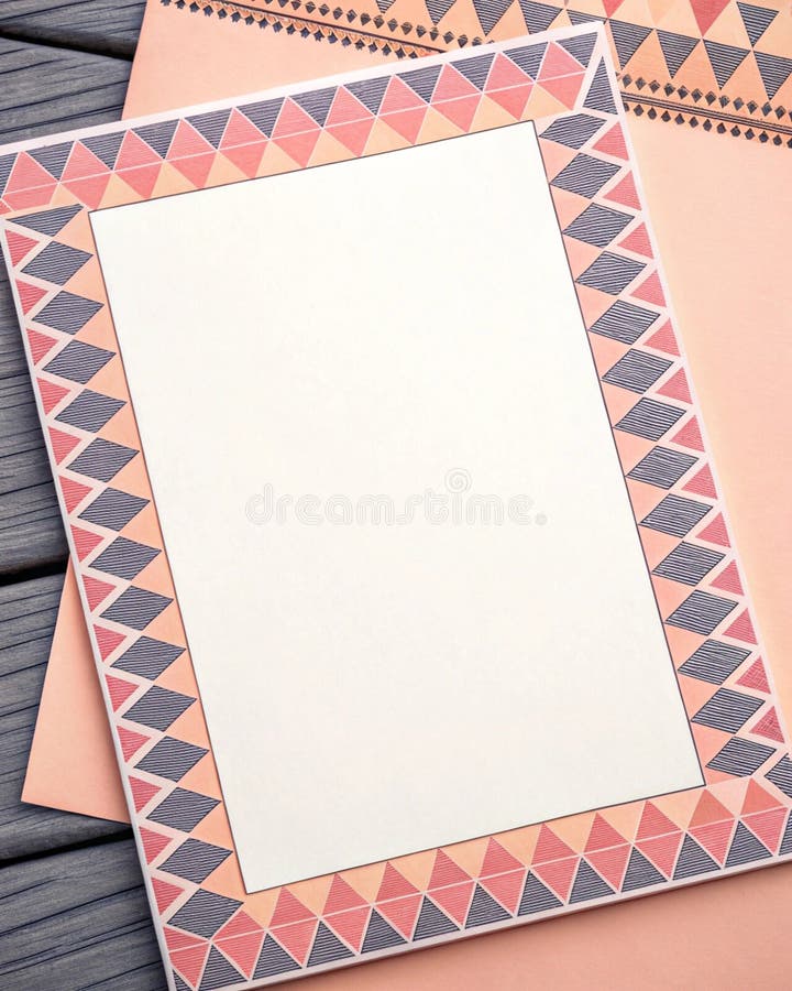 Geometric Border Pattern with Paper Texture and Warm Rose Palette Stock ...