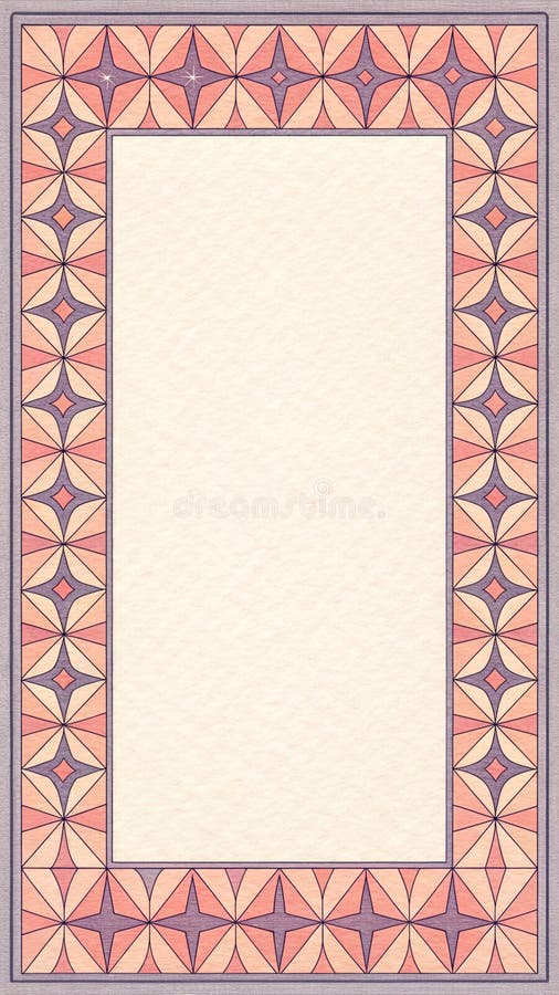 Geometric Border Pattern with Paper Texture and Warm Rose Palette Stock ...