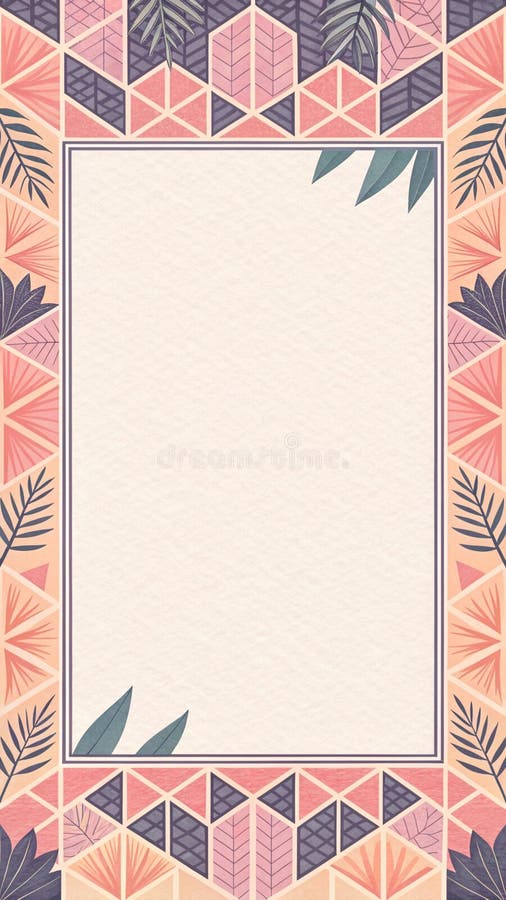 Geometric Border Pattern with Paper Texture and Warm Rose Palette Stock ...