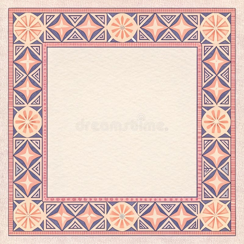 Geometric Border Pattern with Paper Texture and Warm Rose Palette Stock ...