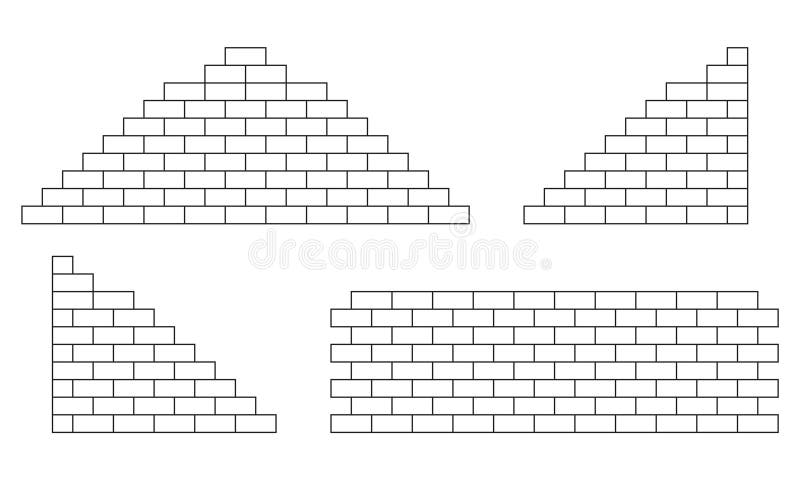 Geometric Patterns Resembling Brickwork. Brick Icons Illustration Wall ...
