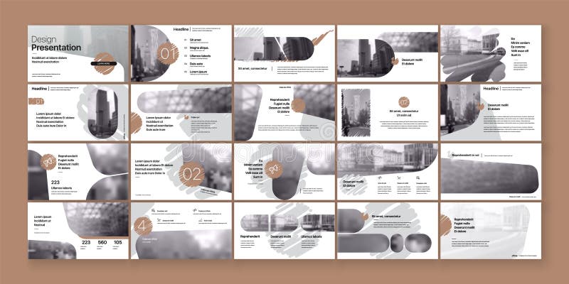 Geometric Bronze Color Presentation Element Templates. Vector ...