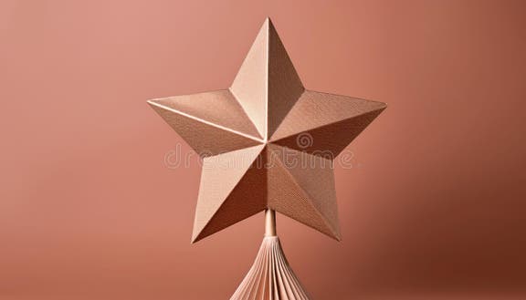 Geometric Bronze Star on Peach Background with Folding Base, Mocha ...
