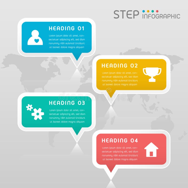 Geometric Bubble Text Shape Elements with Steps,options,processes or ...