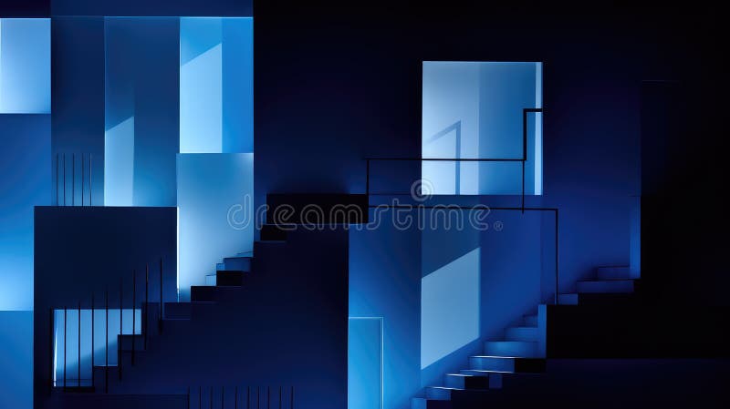 Geometric Building Abstract Blue Stock Illustration - Illustration of ...
