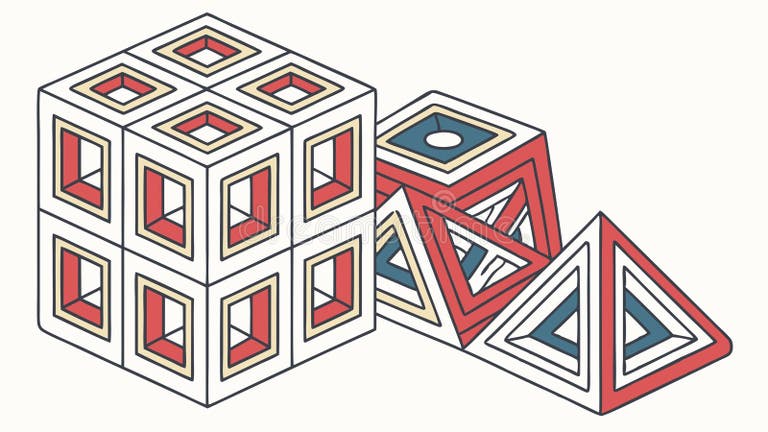 Geometric Building Blocks Including Cubes and Triangles, Vector Design ...