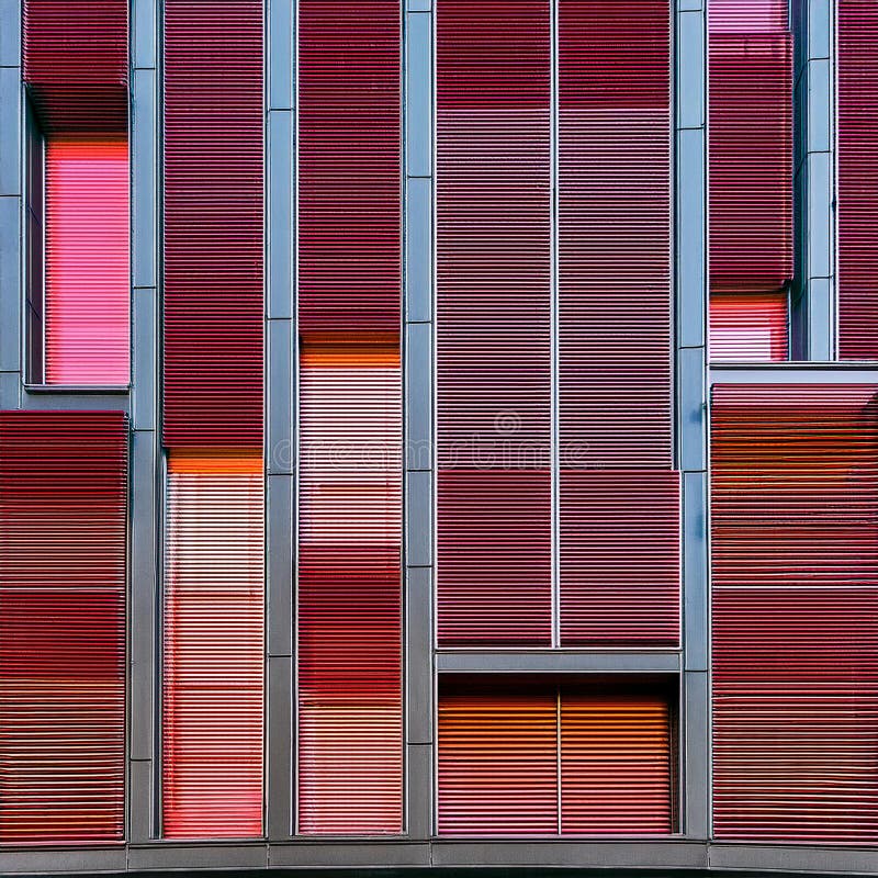 Geometric Building Facade in Striking Pink and Red. AI Content ...