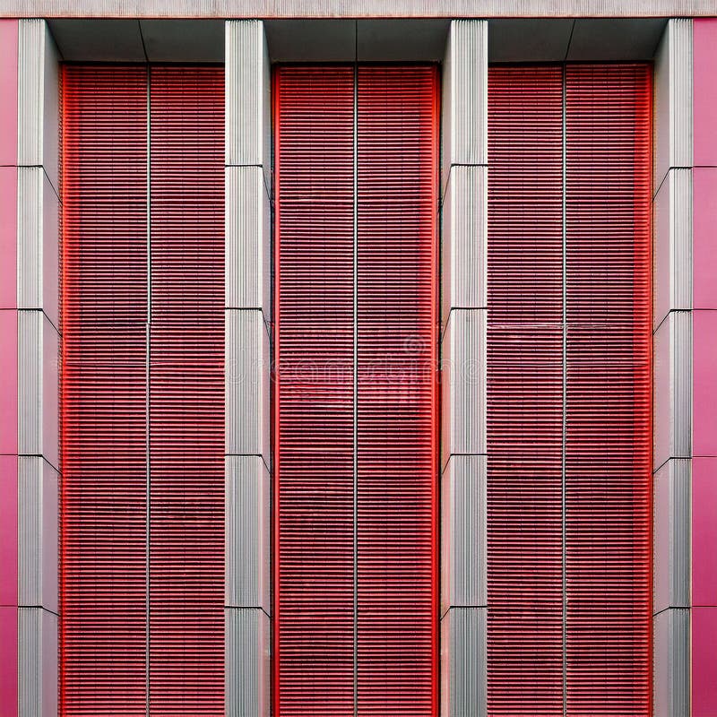 Geometric Building Facade in Striking Pink and Red. AI Content ...