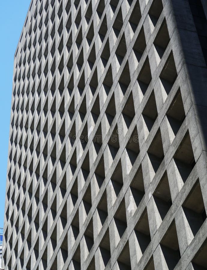 Geometric Building Facade and Window Pattern Stock Photo - Image of ...