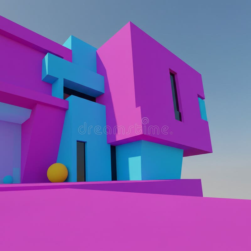 Geometric Building with a Modern Design Featuring Bold Colors. the ...
