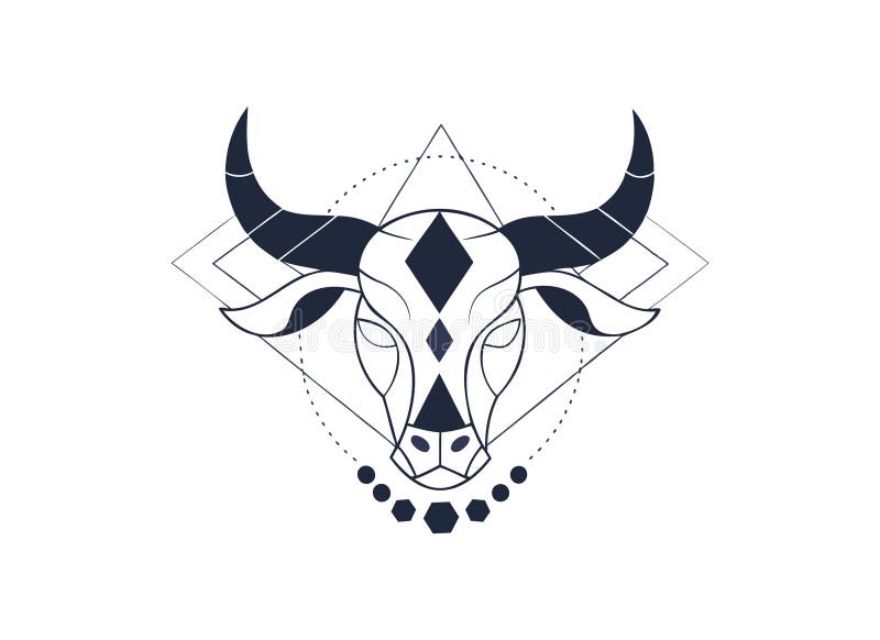 Geometric Bull Head Illustration - Modern Line Art Design Stock Vector ...