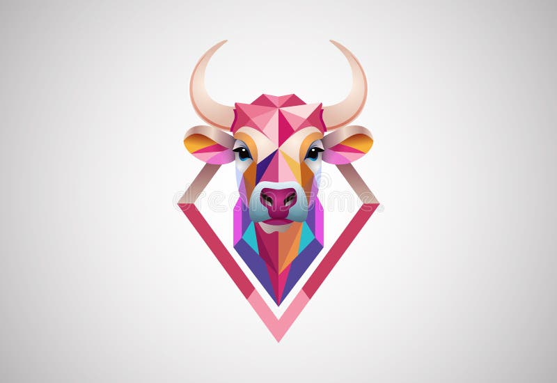 Geometric Bull Head Logo Design Vector Illustration Stock Vector ...