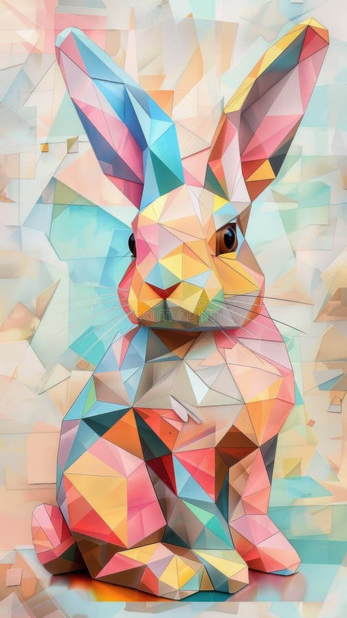 Geometric Bunny Made of Colorful Polygons and Clear Lines. Abstract ...