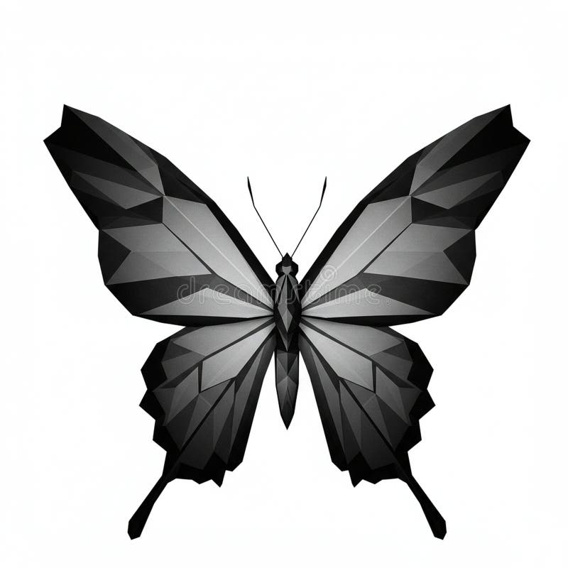 Geometric Butterfly Design with a Monochrome Palette, Featuring Sharp ...
