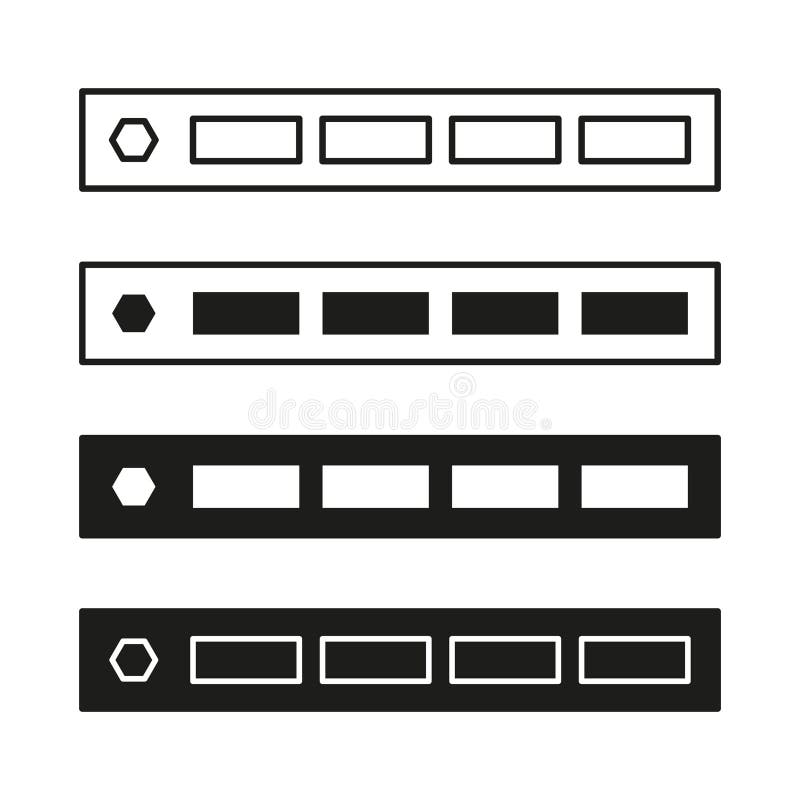 Geometric Button Set. Minimalist Rectangular Shapes. Black and White ...