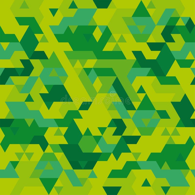 Geometric Camouflage Seamless Pattern in Green Tones Stock Illustration ...