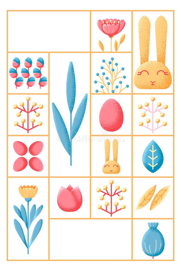 Geometric Card with Spring Nature Elements. Easter Banner Stock Vector ...