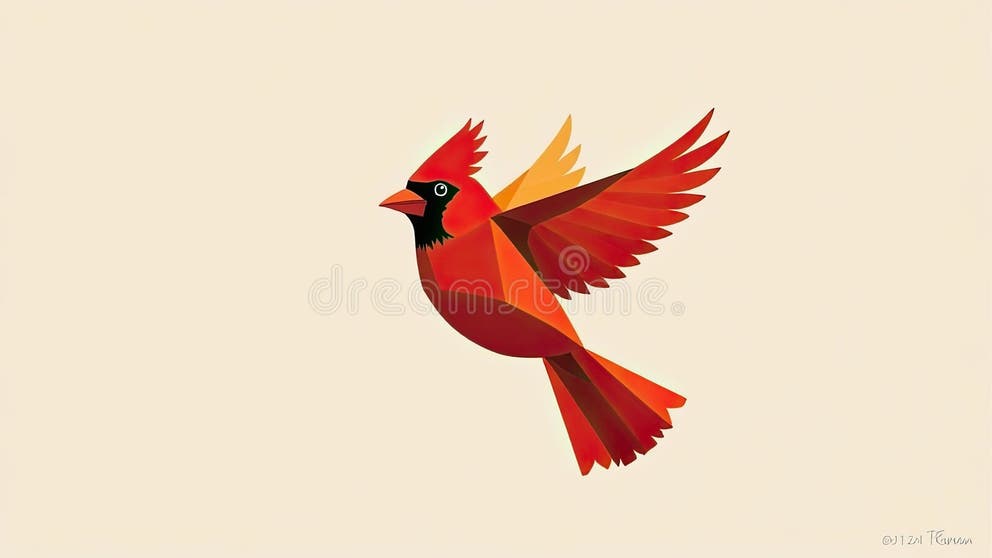 Geometric Cardinal in Flight Modern Minimalist Art Stock Illustration ...