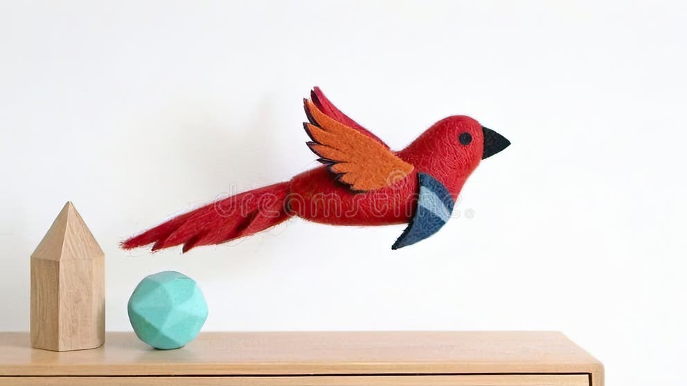 Geometric Cardinal in Flight Modern Minimalist Art Stock Image - Image ...