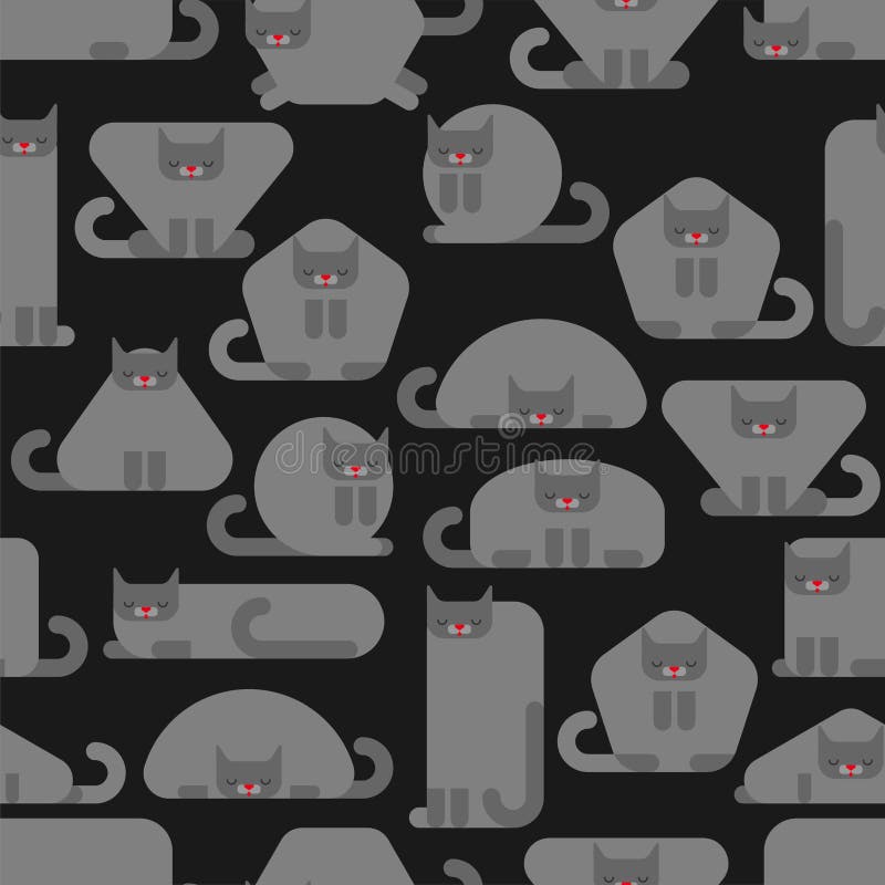 Cats Seamless Pattern. Many Different Pets. Vector Background Of Stock ...