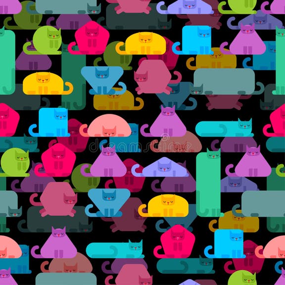 Geometric Cat Pattern Seamless. Pet Geometric Shapes Background. Square ...