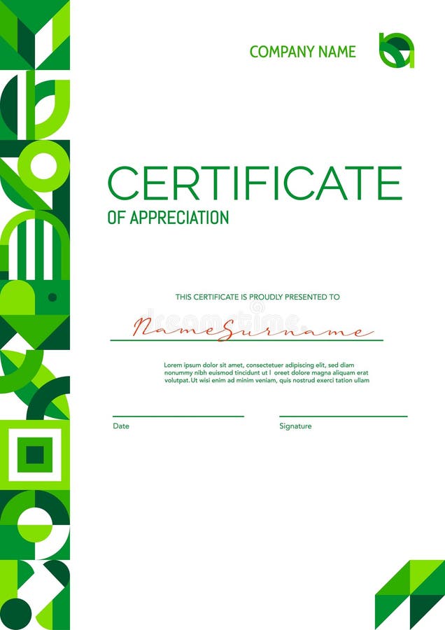 Geometric Certificate Diploma, Environment Ecology Stock Vector ...