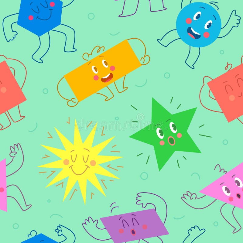 Geometric Characters Pattern. Simple Forms for Textile Design Projects ...