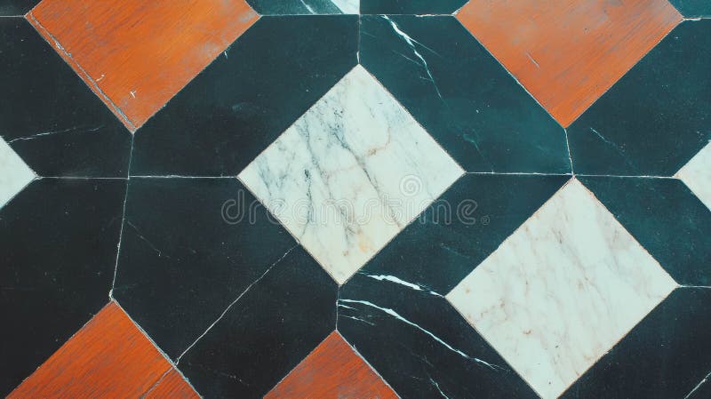 Geometric Checkerboard Pattern with Wood and Marble Tiles for Interior ...