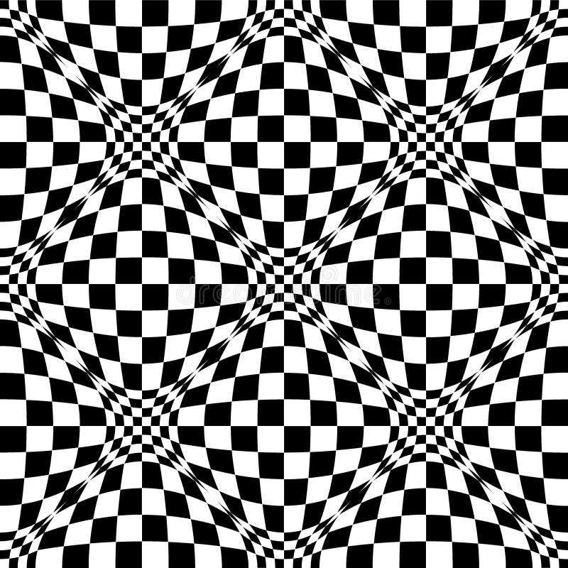 Geometric Checkered Pattern. Black White Shape Distortion Illusion ...