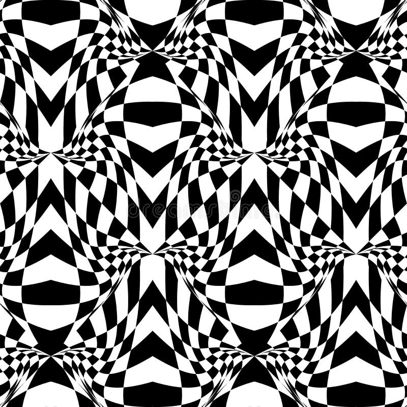 Geometric Checkered Pattern. Black White Shape Distortion Illusion ...