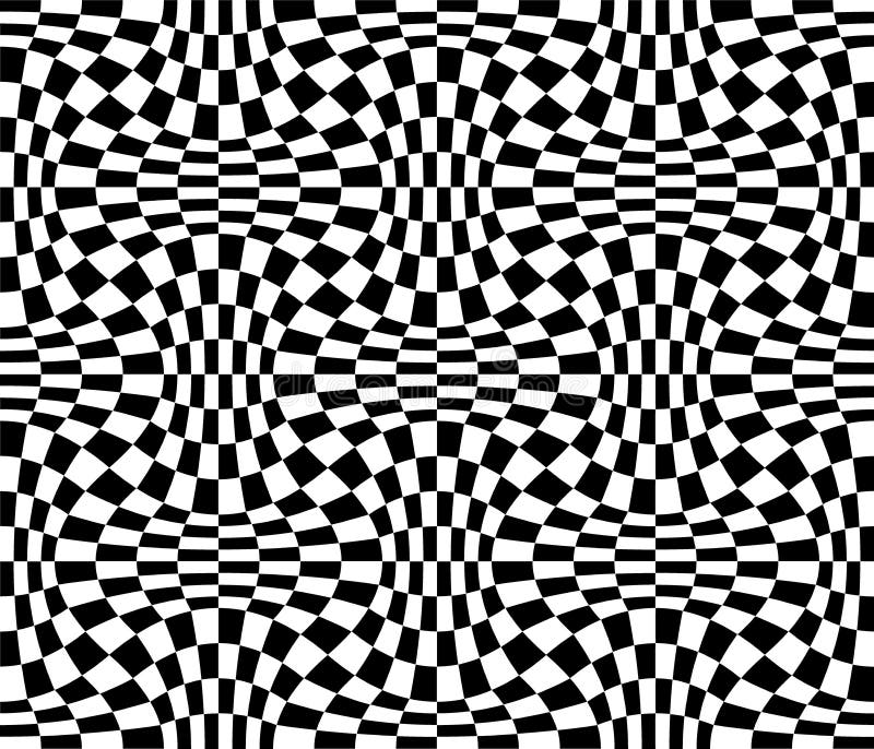 Geometric Checkered Pattern. Black White Shape Distortion Illusion ...