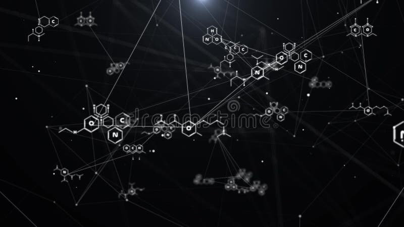 Geometric Chemical Formulas Network Structural Data Concept 4K Motion ...