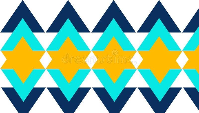 Geometric Chevron and Star Pattern in Bold Yellow and Blue Stock ...