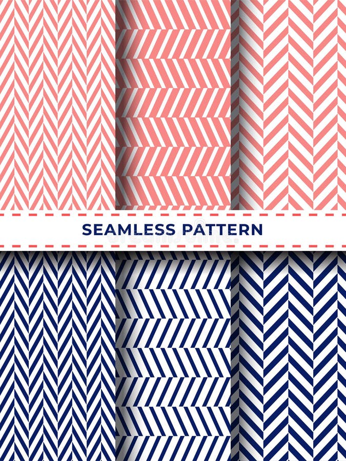 Vector Set of 10 Geometric Chevron Zigzag Seamless Pattern. Repeated ...