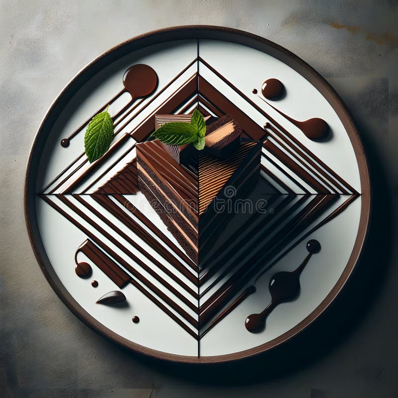 Geometric Chocolate Dessert with Modern Presentation Stock Illustration ...