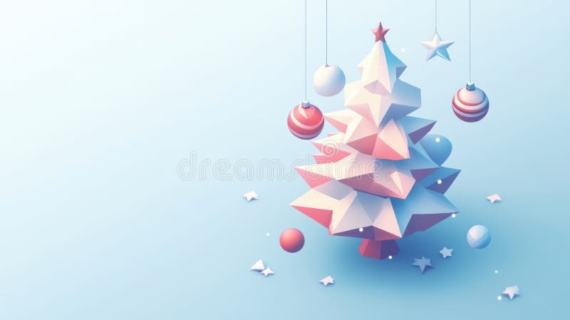 Geometric Christmas Ornaments in an Isometric Scene, Rendered with ...
