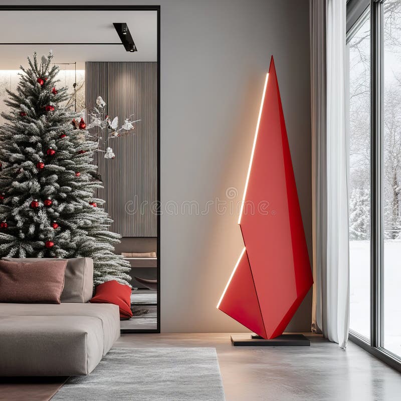 Geometric Christmas Tree Design Complements Modern Interior Decor Stock ...