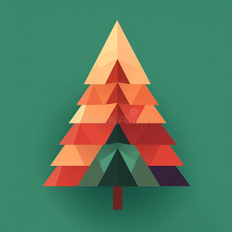 Geometric Christmas Tree Vector Illustration with Subtle Gradients ...