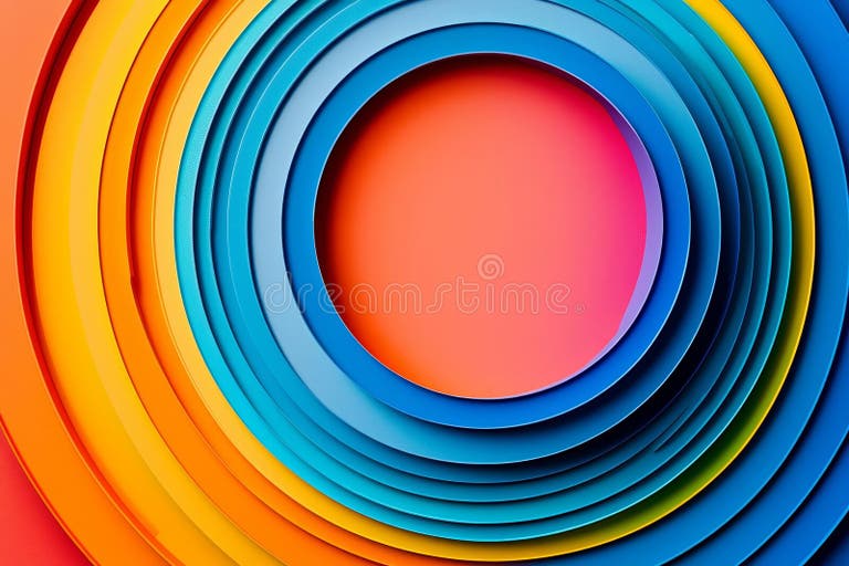 Geometric Circular Layers, Glowing Neon Effect, Dynamic Energy, 3D ...