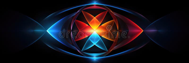 Geometric Circular Rhombus Red Yellow Blue Colours on Black Background ...