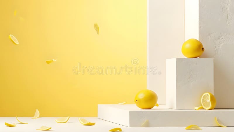 Lemon Geometry Citrus Tones Stone Composition Stock Photos - Free ...