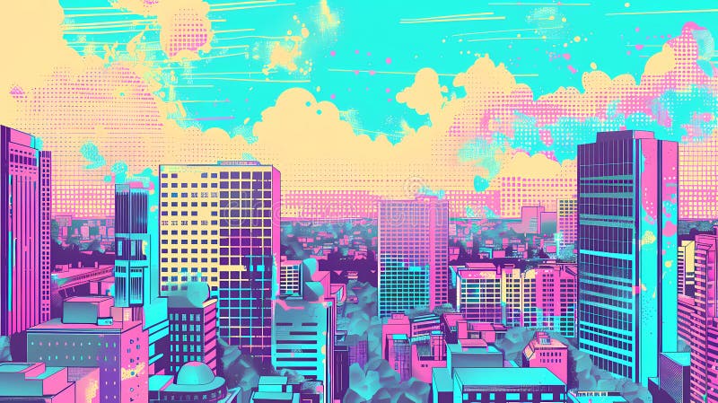 Geometric City Background with a Beautiful Skyline Stock Illustration ...